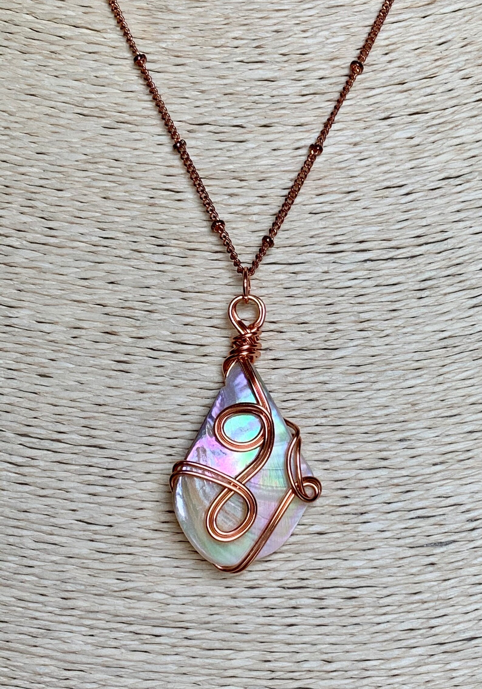 Shell Pendant/copper Wire Wrapped Pendant/shell Necklace/beach - Etsy