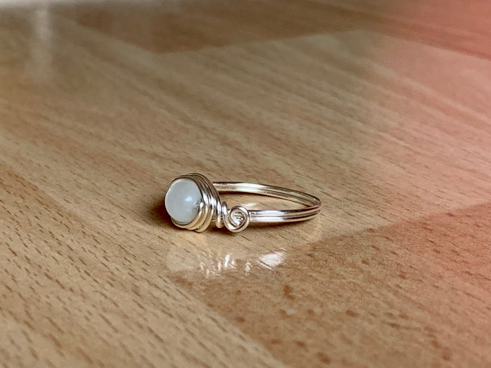 Cats Eye Ring Silver Wire Wrapped Ring in Glowing White - Etsy