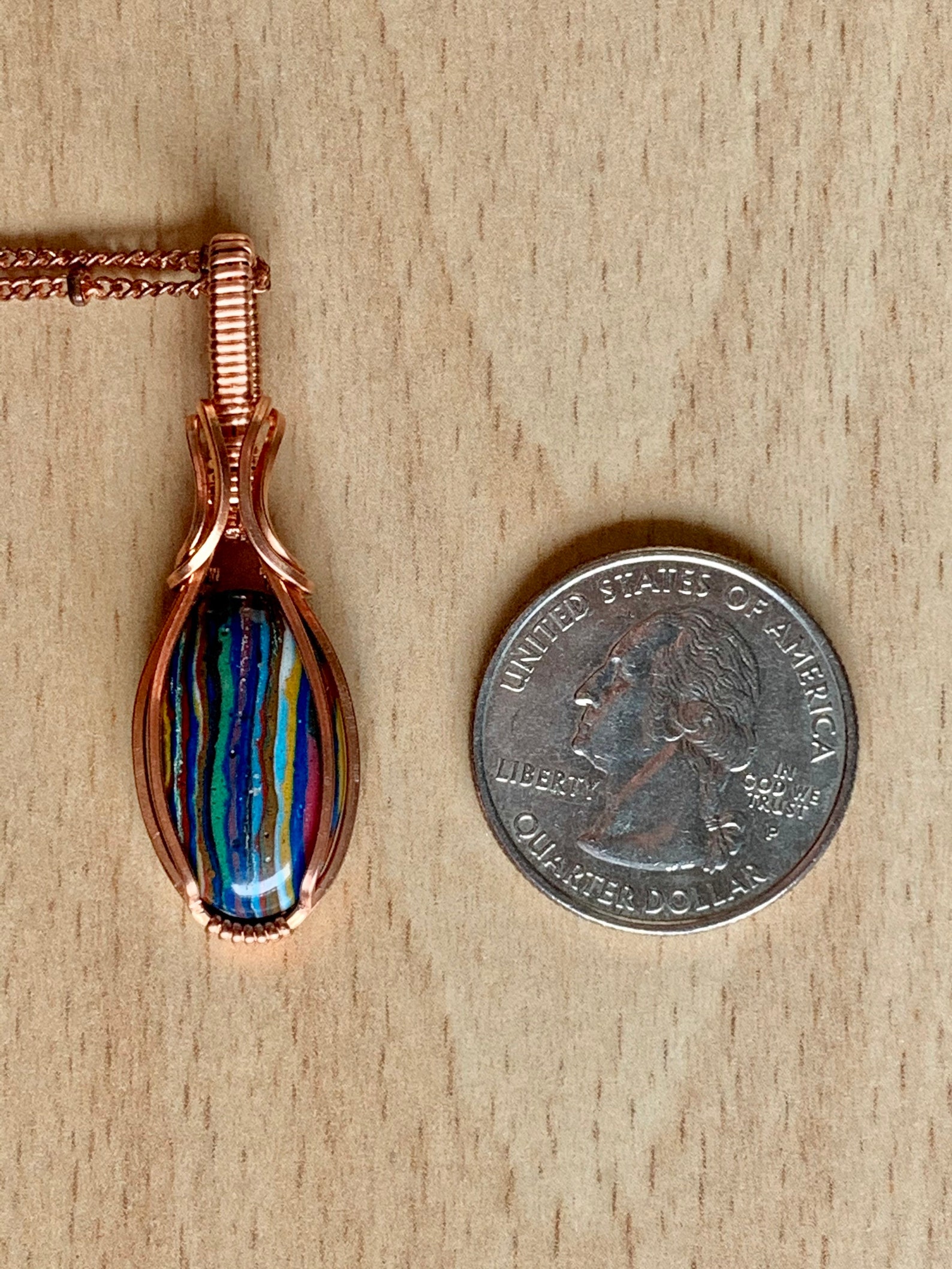 Rainbow Pendant/Copper Wire Wrapped | Etsy