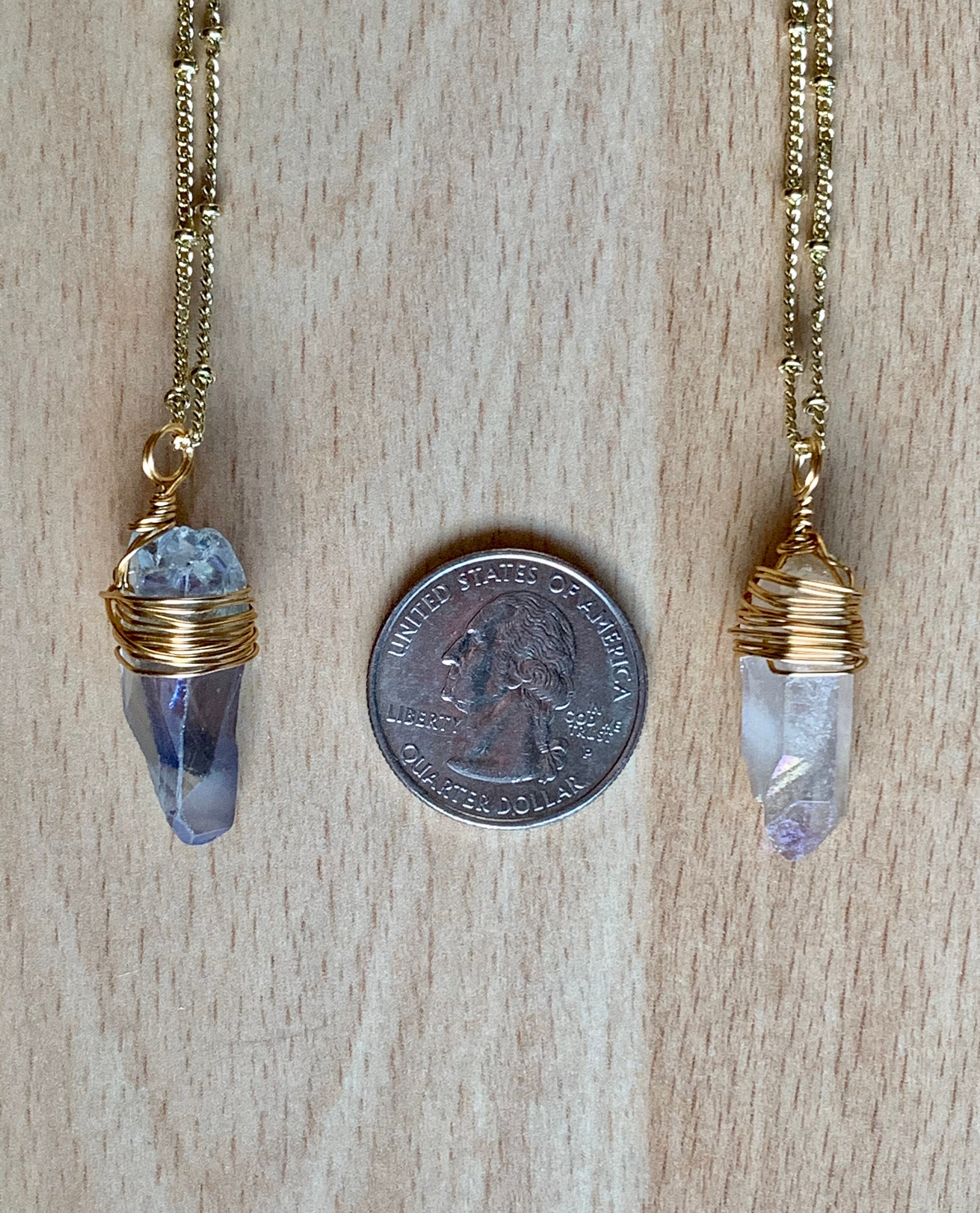 Aura Quartz/Wire Wrapped Crystal/Gold Wire Wrap/Brass Wire | Etsy