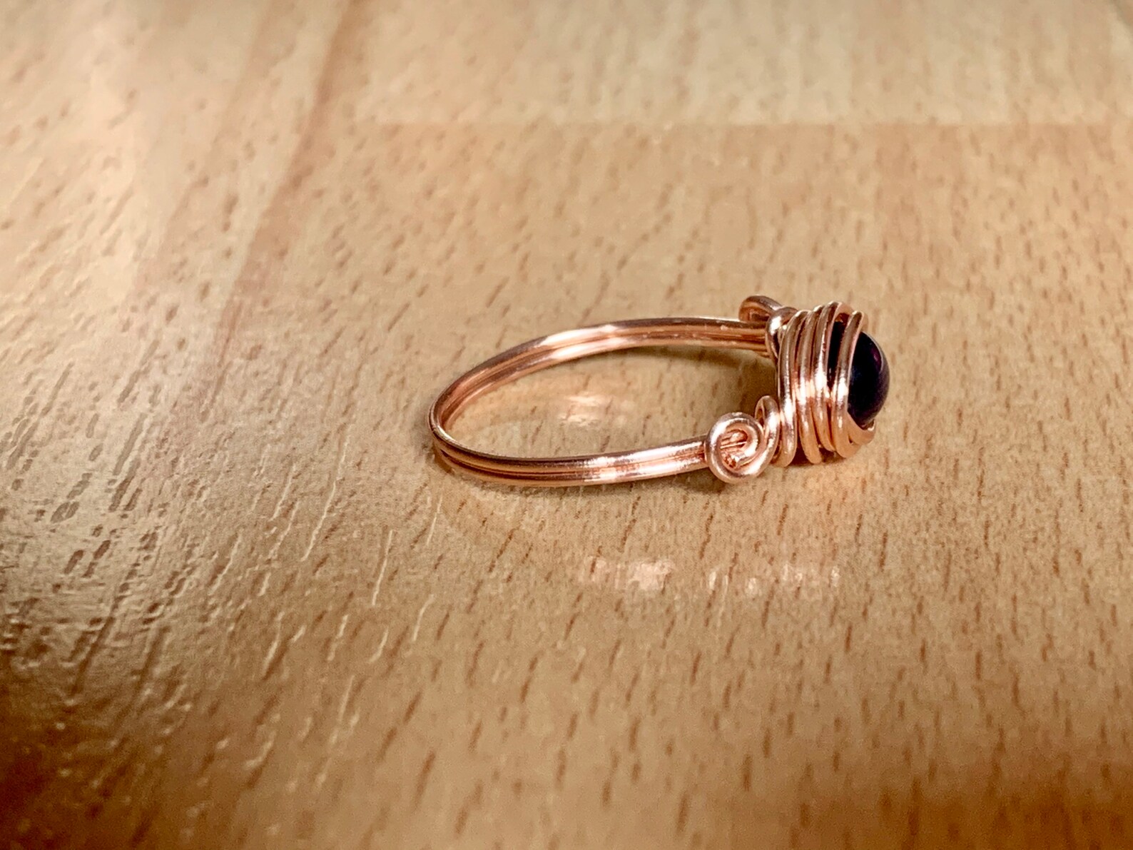 Cats Eye Ring Rose Gold Wire Wrapped Ring in Blue | Etsy