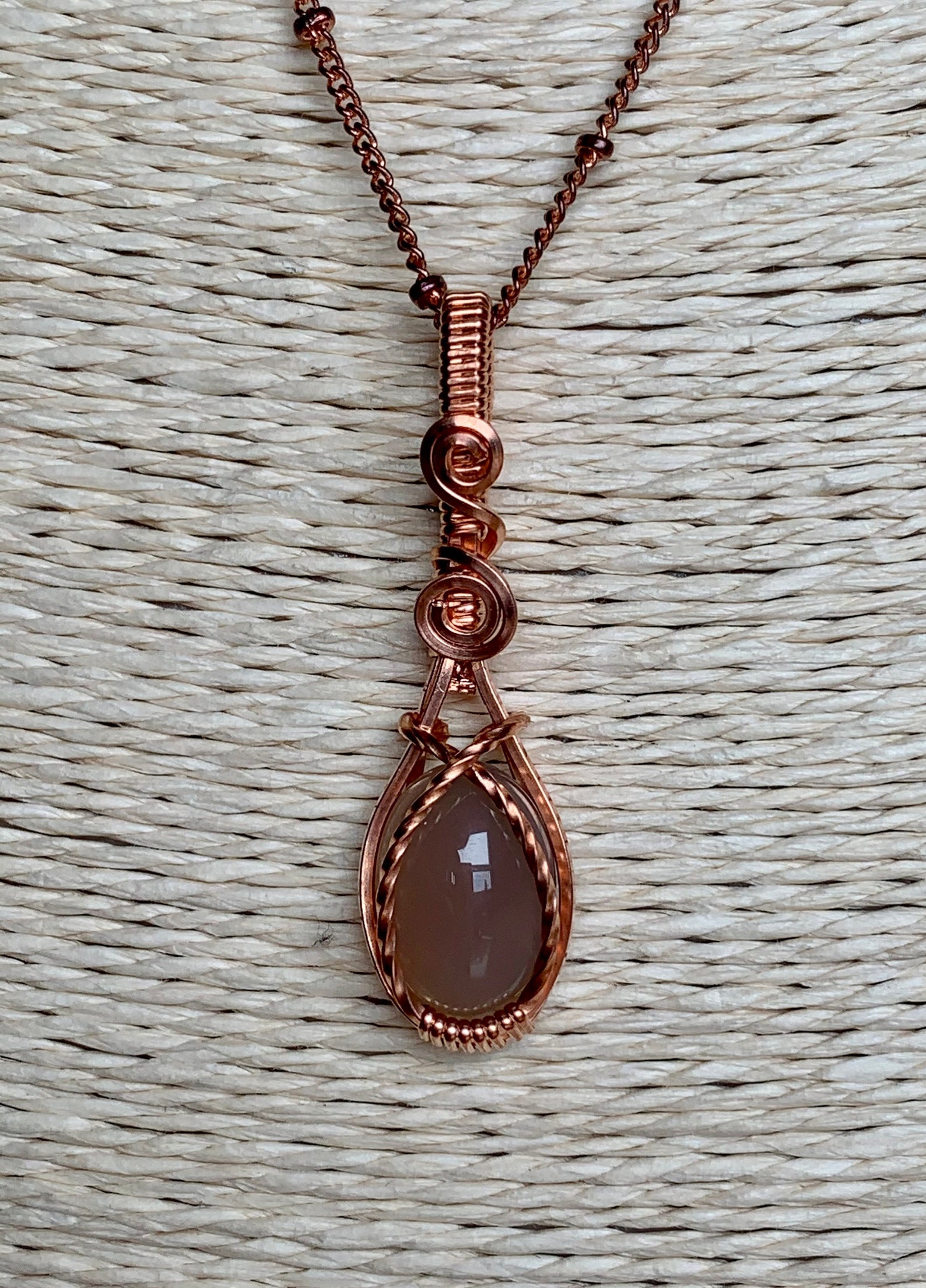 Copper Agate Pendant/Wire Wrapped Gemstone Pendant/Gray | Etsy
