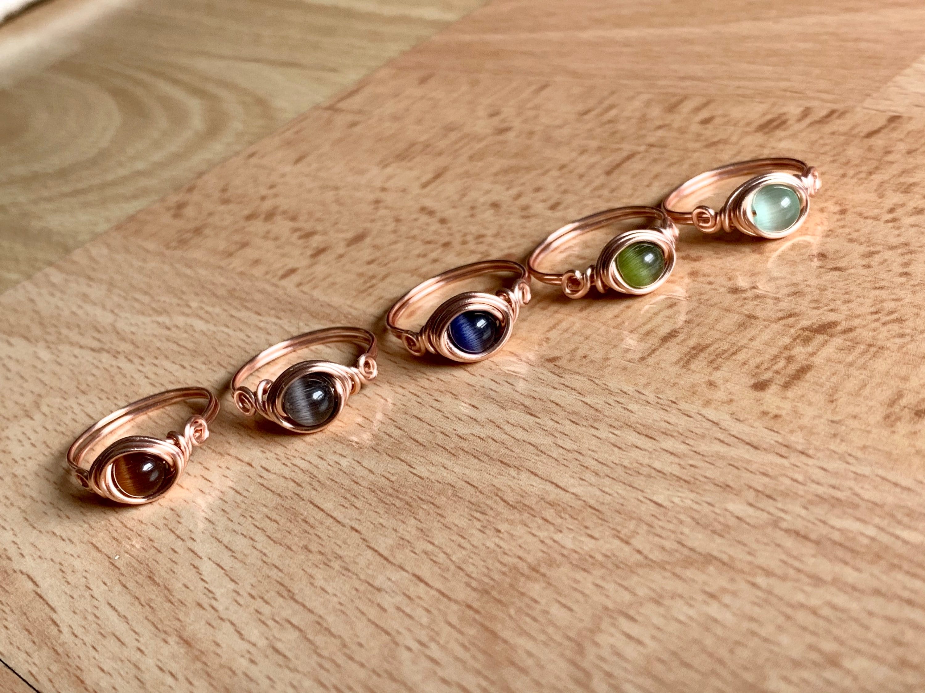 Cats Eye Ring Rose Gold Wire Wrapped Ring in Glowing White | Etsy