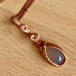 Copper Agate Pendant/wire Wrapped Gemstone Pendant/gray Agate/gray ...