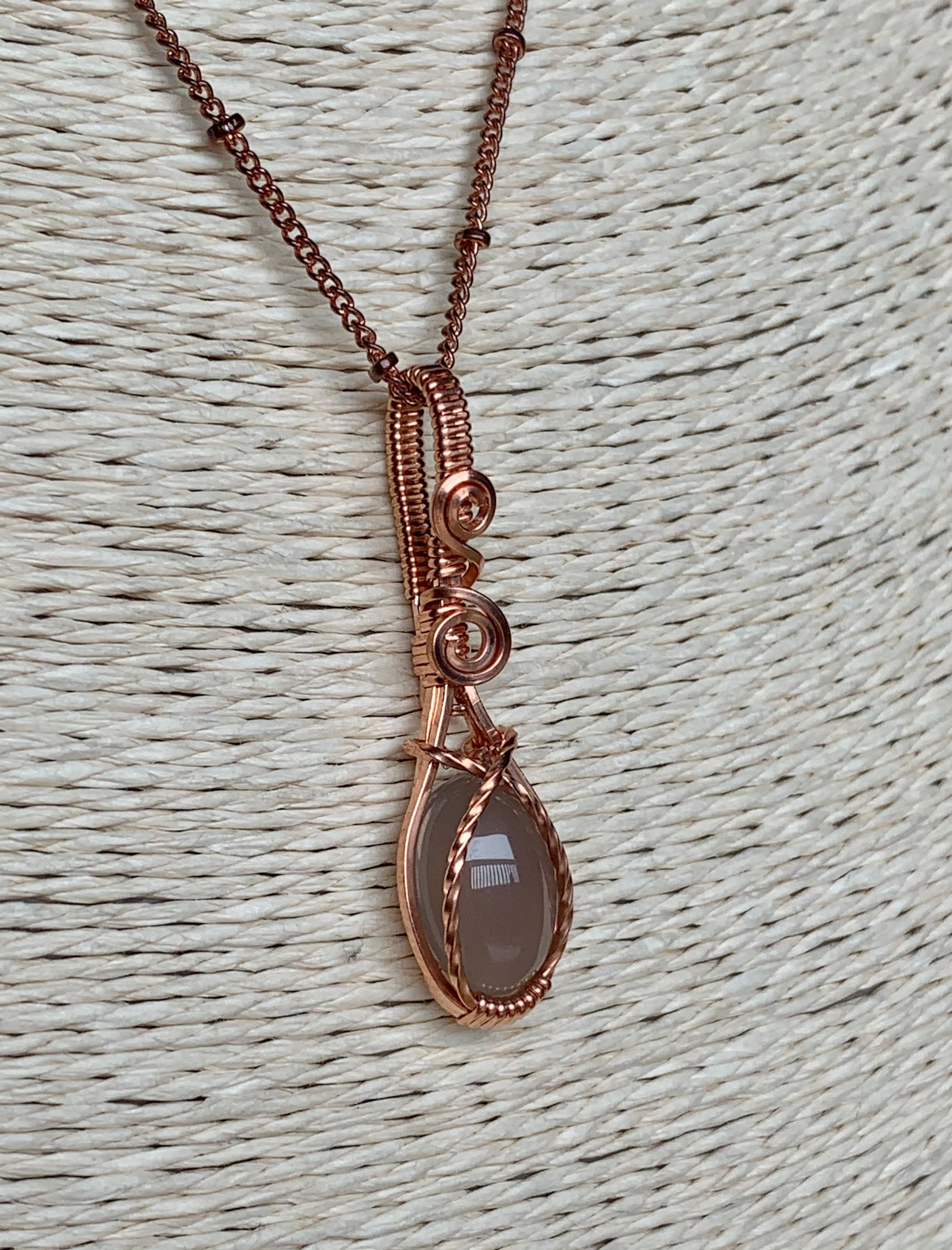 Copper Agate Pendant/Wire Wrapped Gemstone Pendant/Gray | Etsy