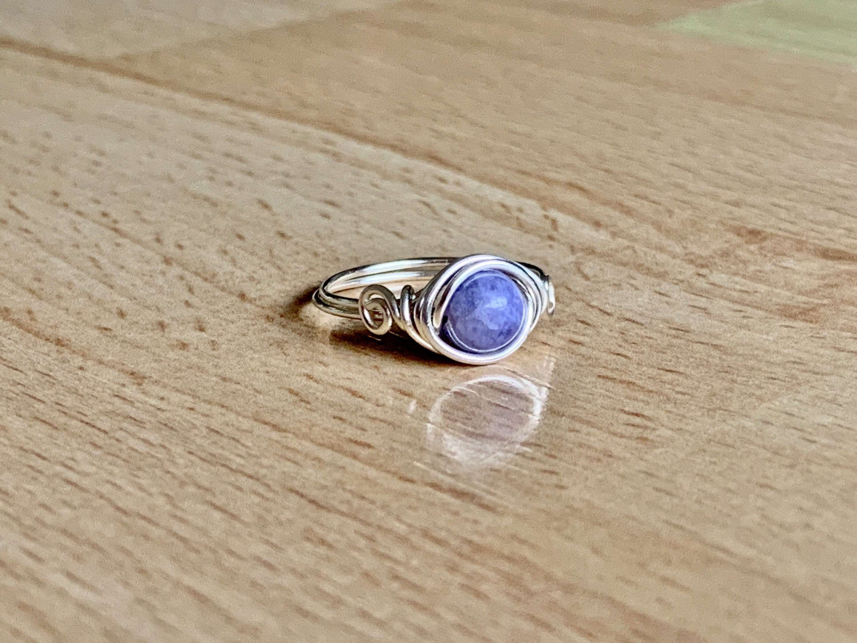 Sterling Silver Angelite Ring/Gemstone Ring/Silver Wire | Etsy