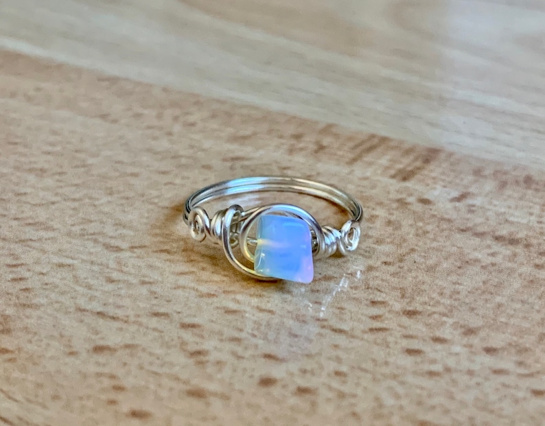 Opalite Ring/gemstone Rings/wire Wrapped Rings/silver - Etsy