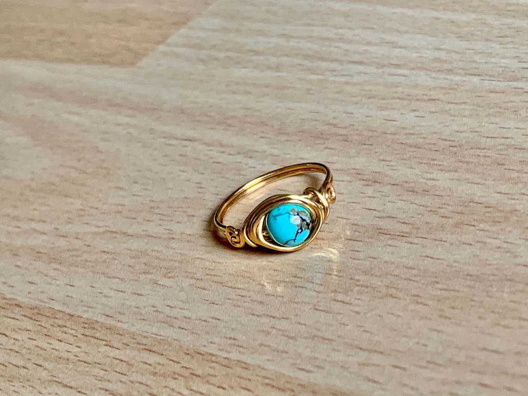Turquoise Ring/14k Gold Filled Wire Wrapped Ring/turquoise Ring ...
