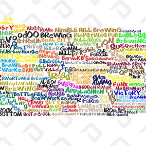 Pennsylvania Breweries Typography Map, Custom Wall Poster, Digital Wall ...