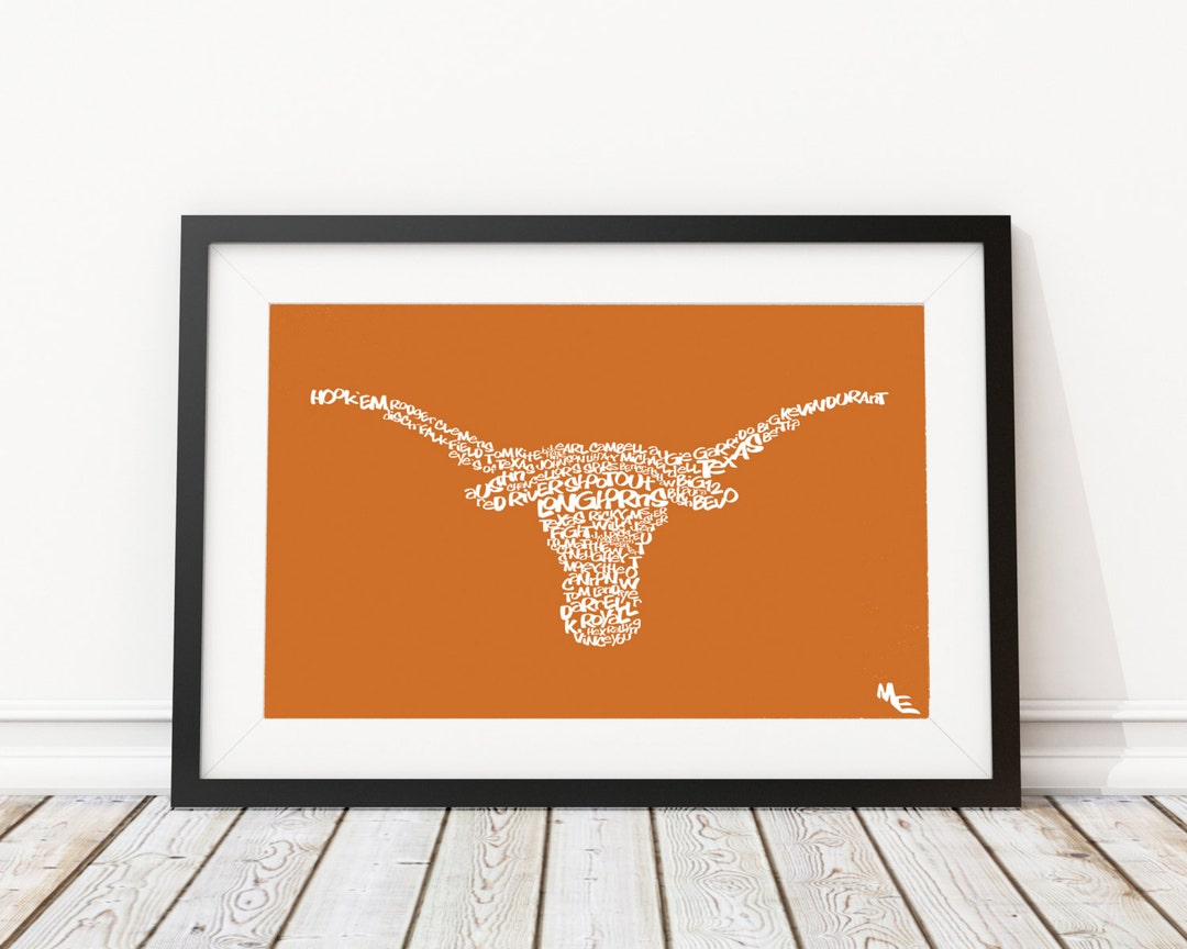Longhorns Typography, Custom Wall Poster, Digital Wall Print - Etsy
