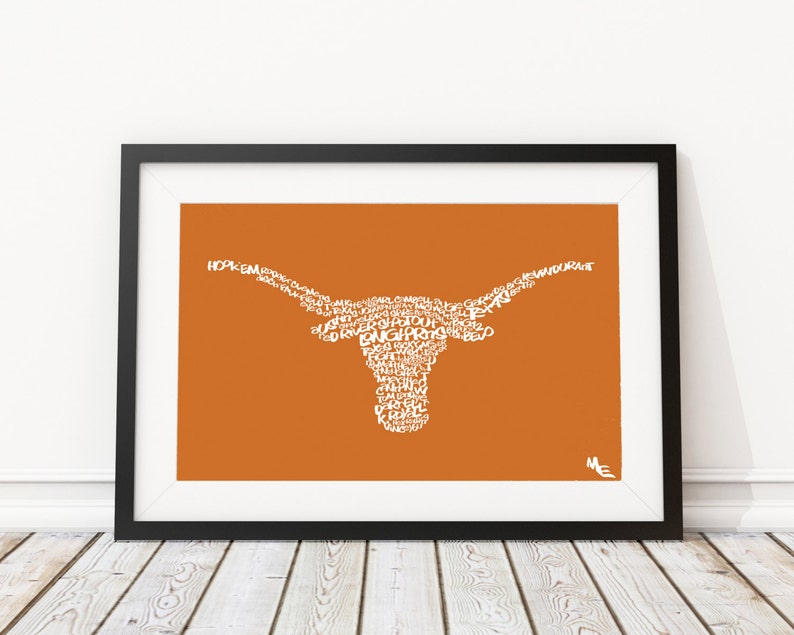 Longhorns Typography, Custom Wall Poster, Digital Wall Print - Etsy