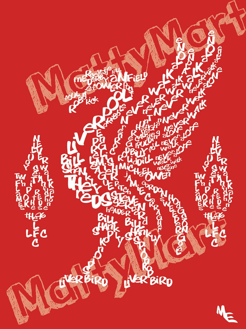 Liverpool FC Typography, Custom Wall Poster, Digital Wall Print - Etsy
