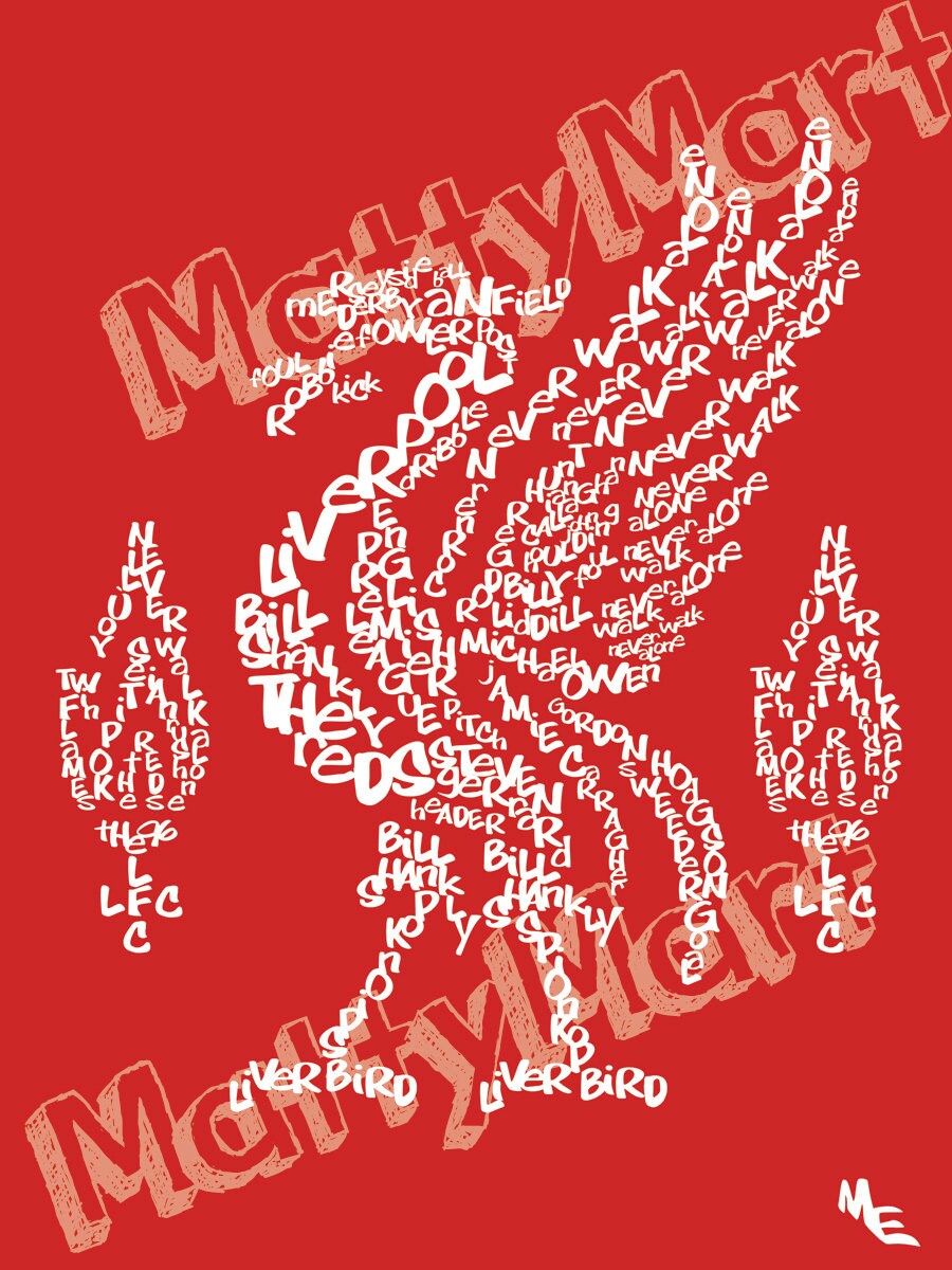 Liverpool FC Typography, Custom Wall Poster, Digital Wall Print - Etsy