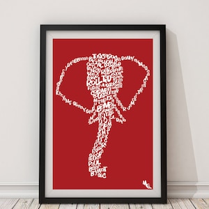 Alabama Elephant Typography, Custom Wall Poster, Digital Wall Print - Etsy