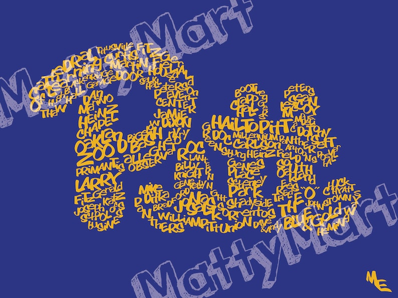 University of Pittsburgh Typography, Custom Wall Poster, Digital Wall ...