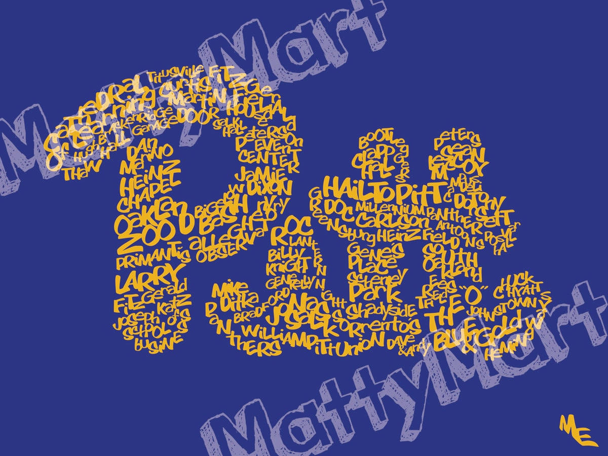 University of Pittsburgh Typography, Custom Wall Poster, Digital Wall ...