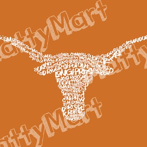 Longhorns Typography, Custom Wall Poster, Digital Wall Print - Etsy