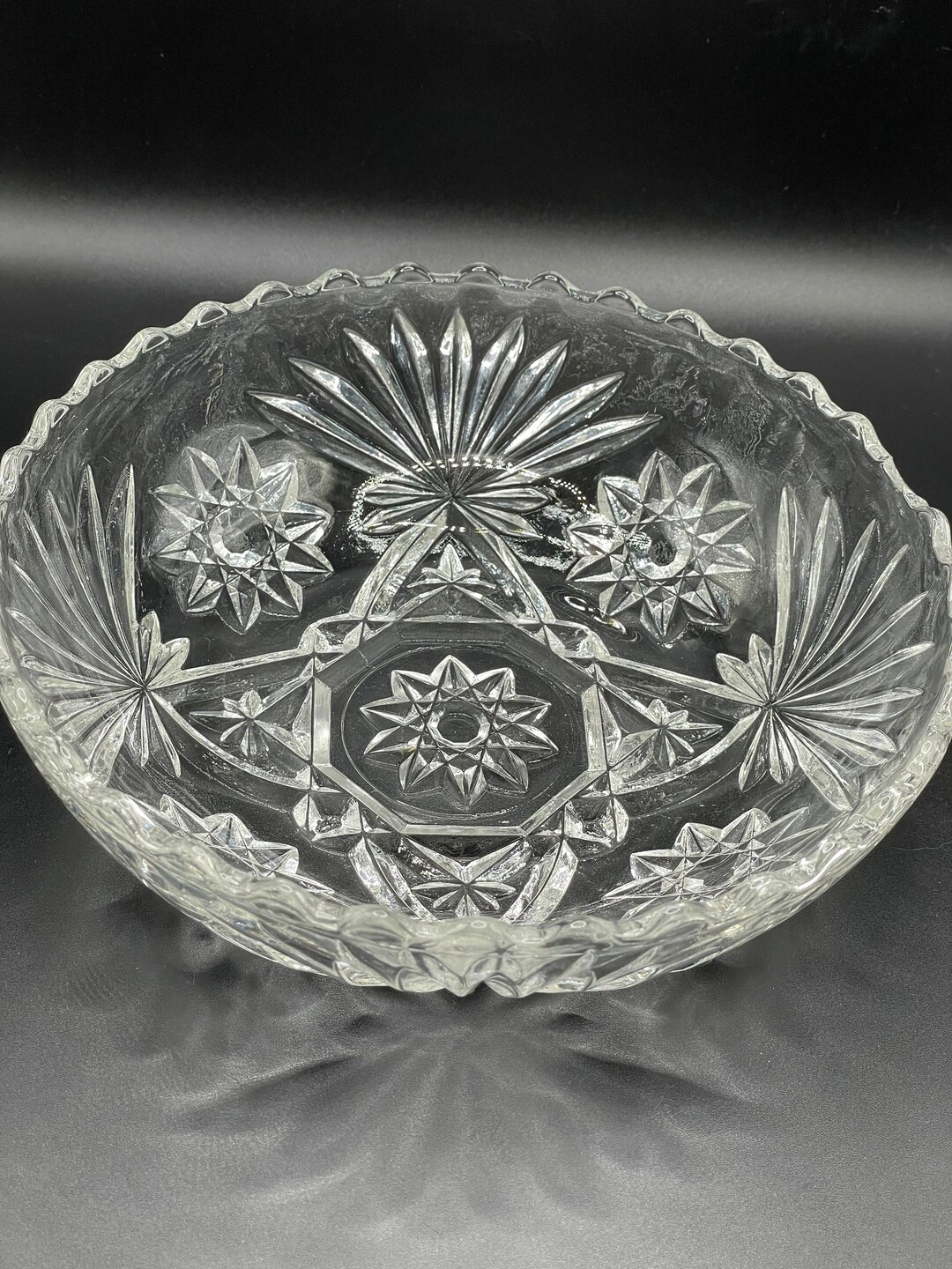 Vintage Large Pressed Glass Bowl - Etsy