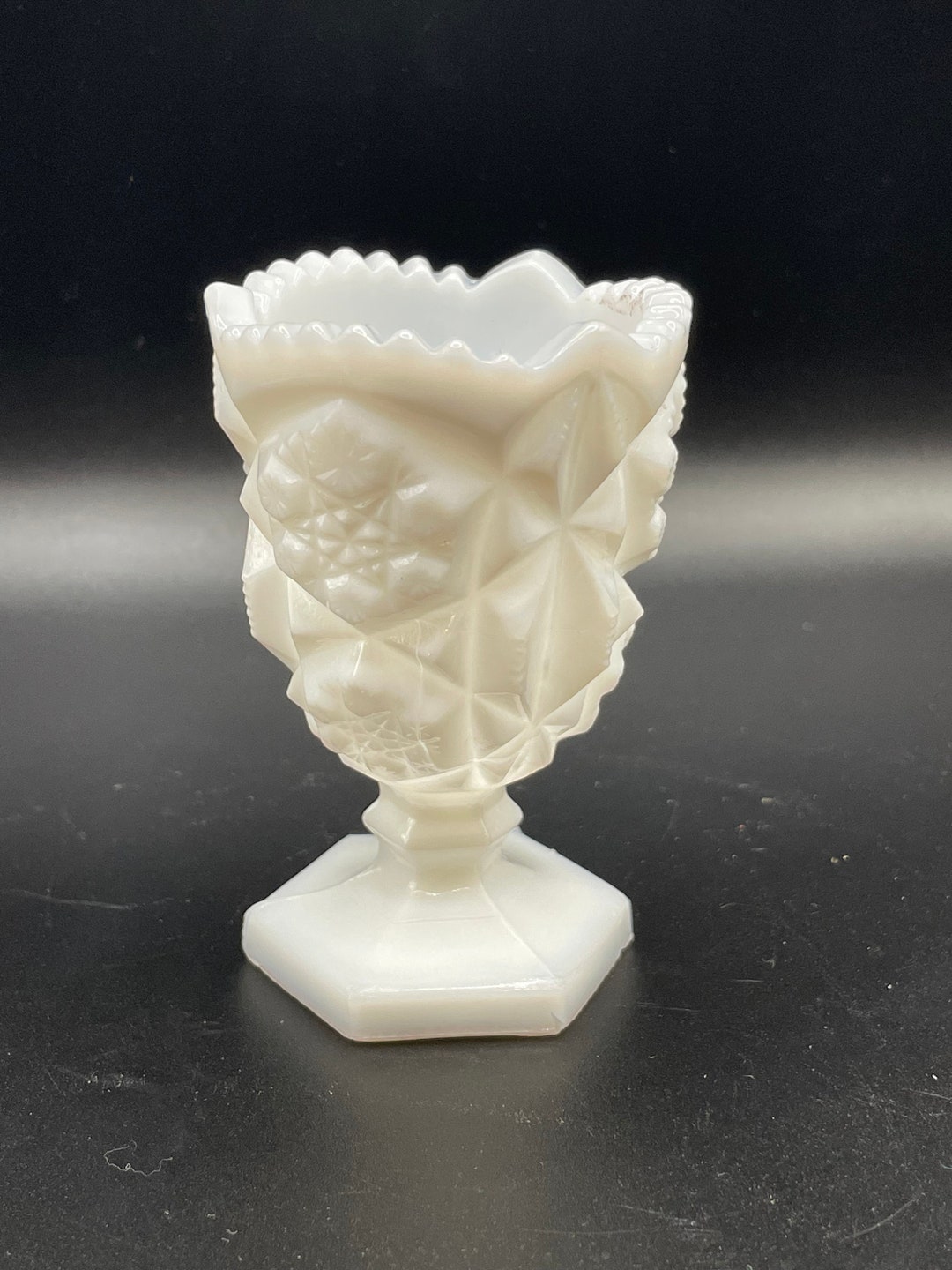 Vintage Milk Glass Toothpick Holder Toltec Milk Glass by - Etsy