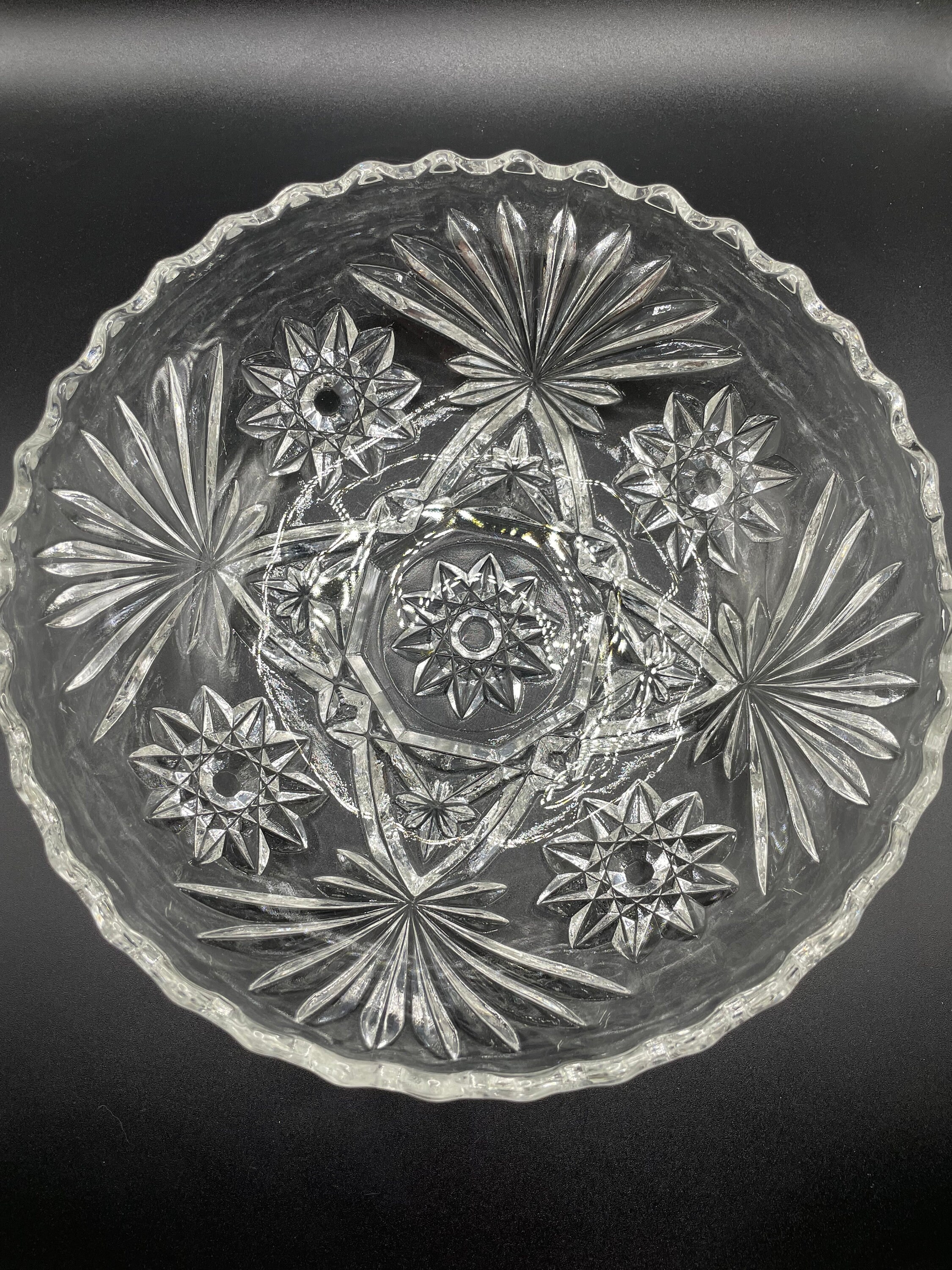 Vintage Large Pressed Glass Bowl - Etsy