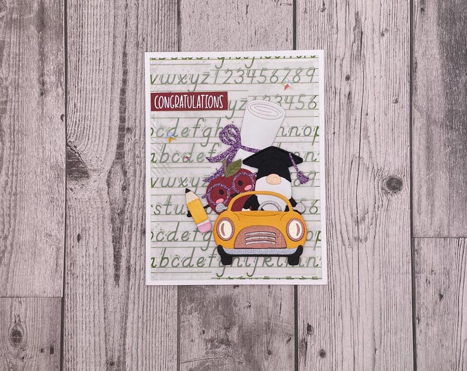 Graduation Gnome Drive Card - Alphabet Background - Etsy