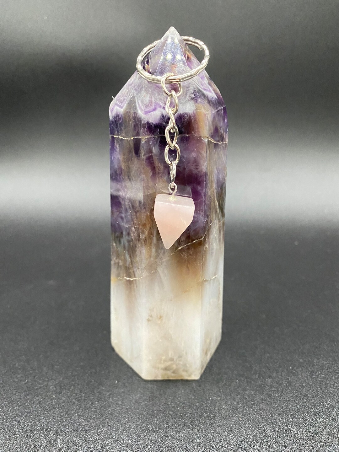 Rose Quartz Pyramid Keyring Nature Inspired Crystal Key - Etsy