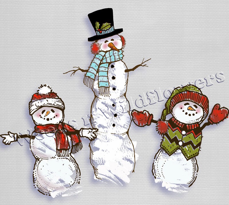 Printable Digital Winter Clip Art Snowman 8 Snow People Family ...