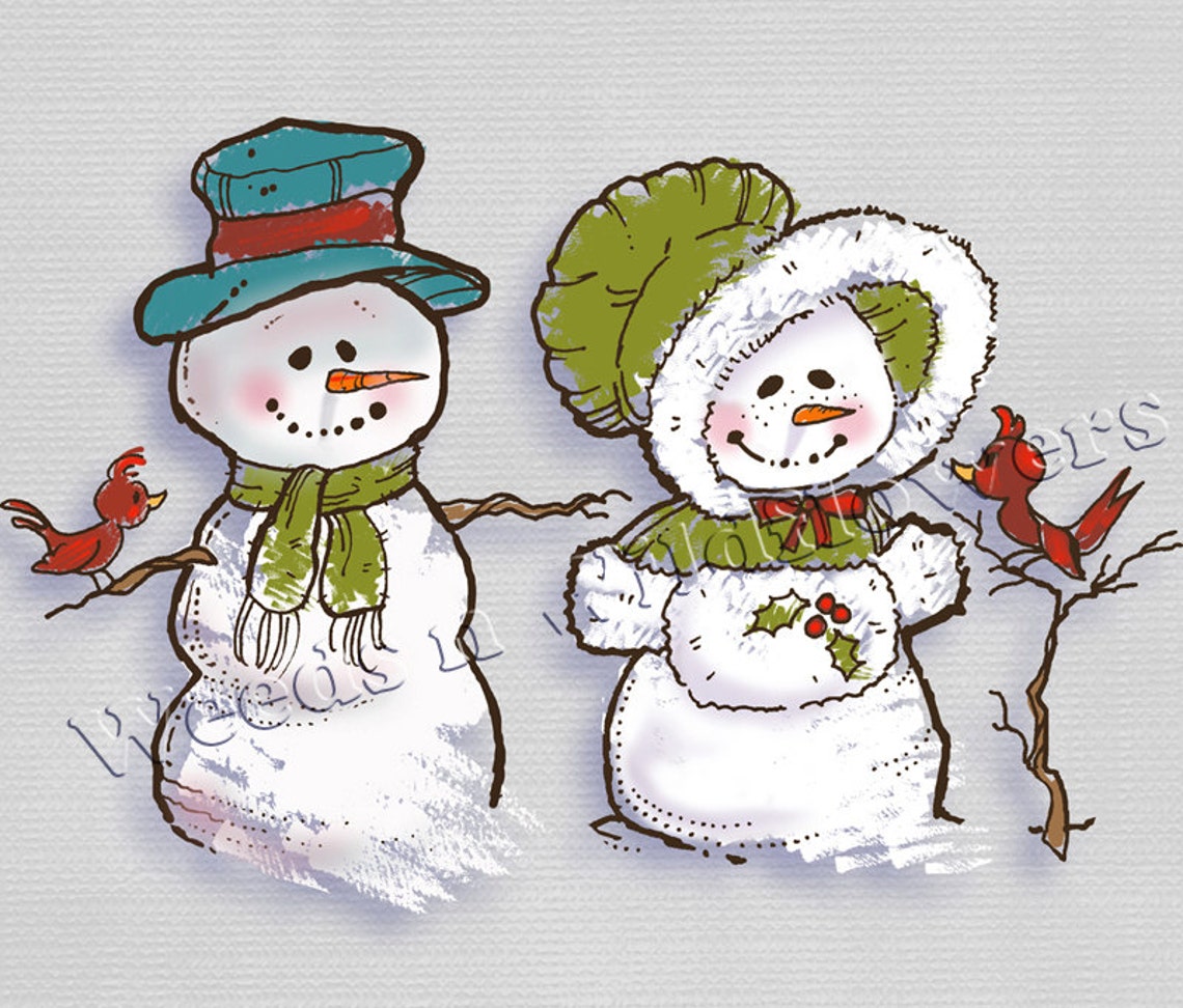 Printable Digital Winter Clip Art Snowman 8 Snow People Family ...