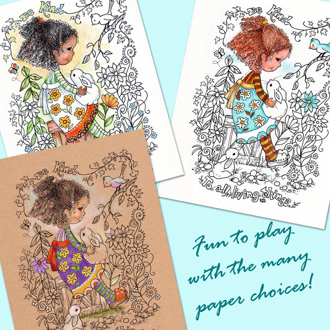 Printable Coloring Book Pages Digital Download Colored Pencils Gel Pens ...