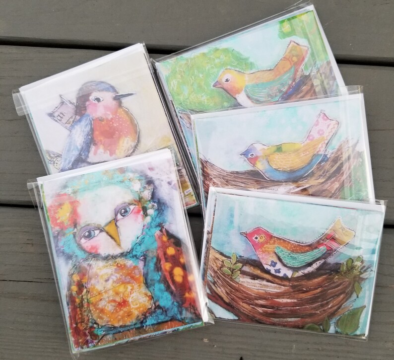 Birds Note Card Pack, 5 Pack - Etsy