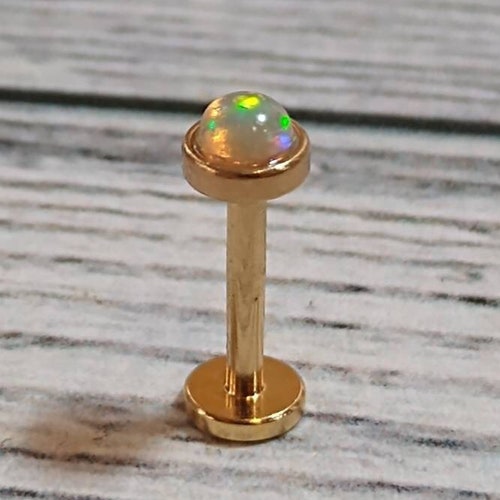Natural Ethiopian Opal Labret Stud 3mm Gold Titanium | Etsy