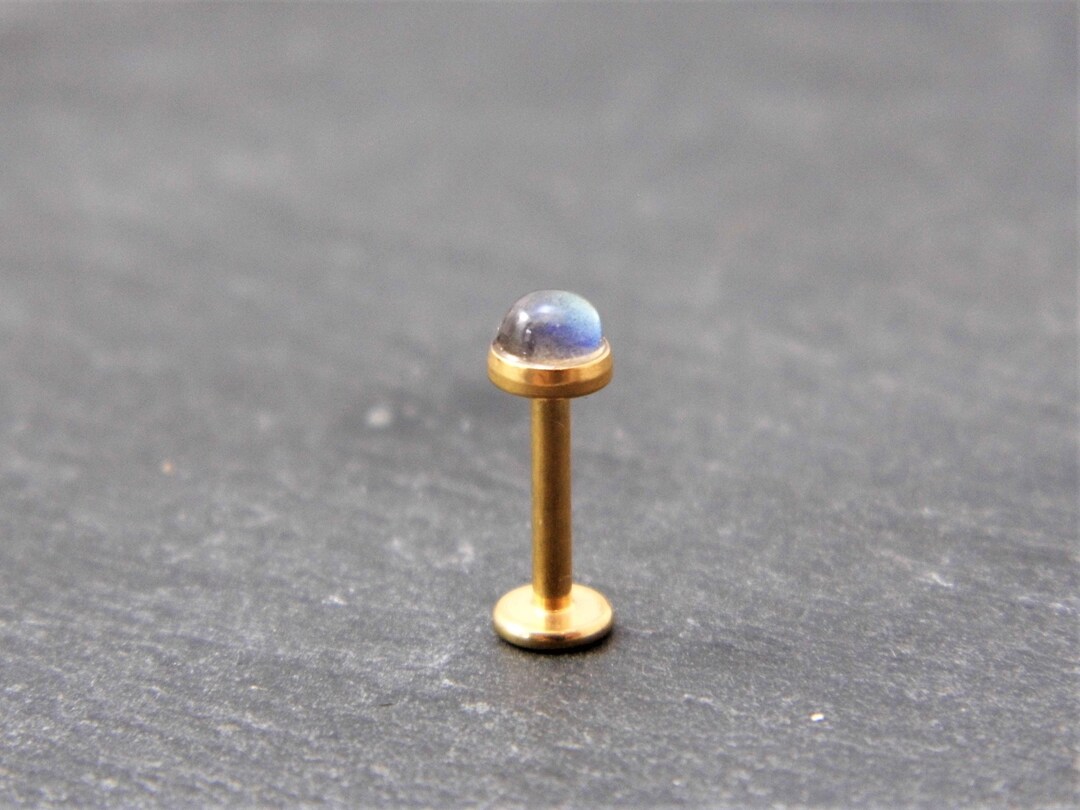 Labradorite Gold Labret - Internally Threaded Stud - 16G or 14G ...