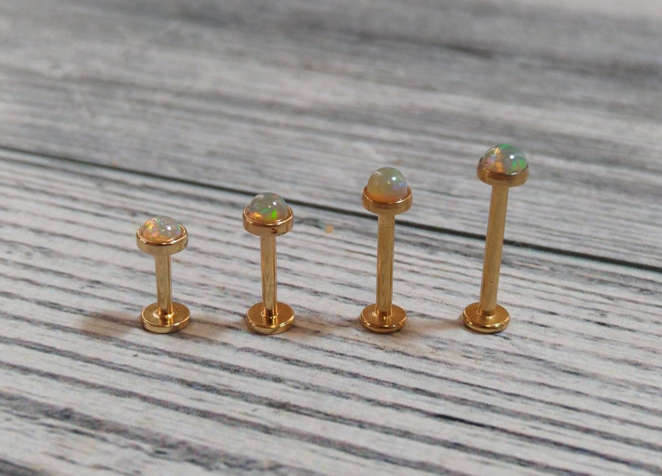 Natural Ethiopian Opal Labret Stud 3mm Gold Titanium - Etsy UK