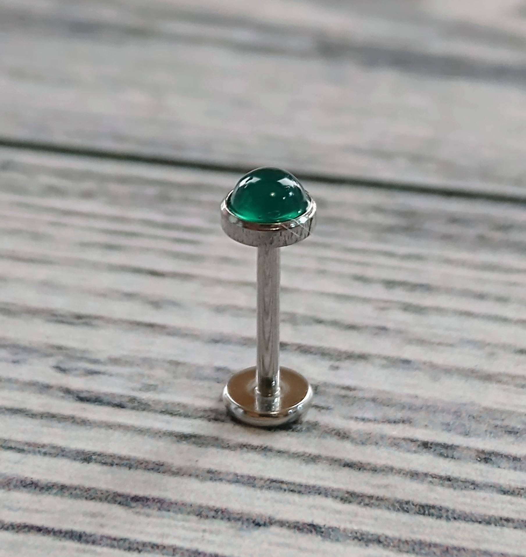 18 Gauge Green Onyx Labret Stud 3mm Polished 316l Steel | Etsy