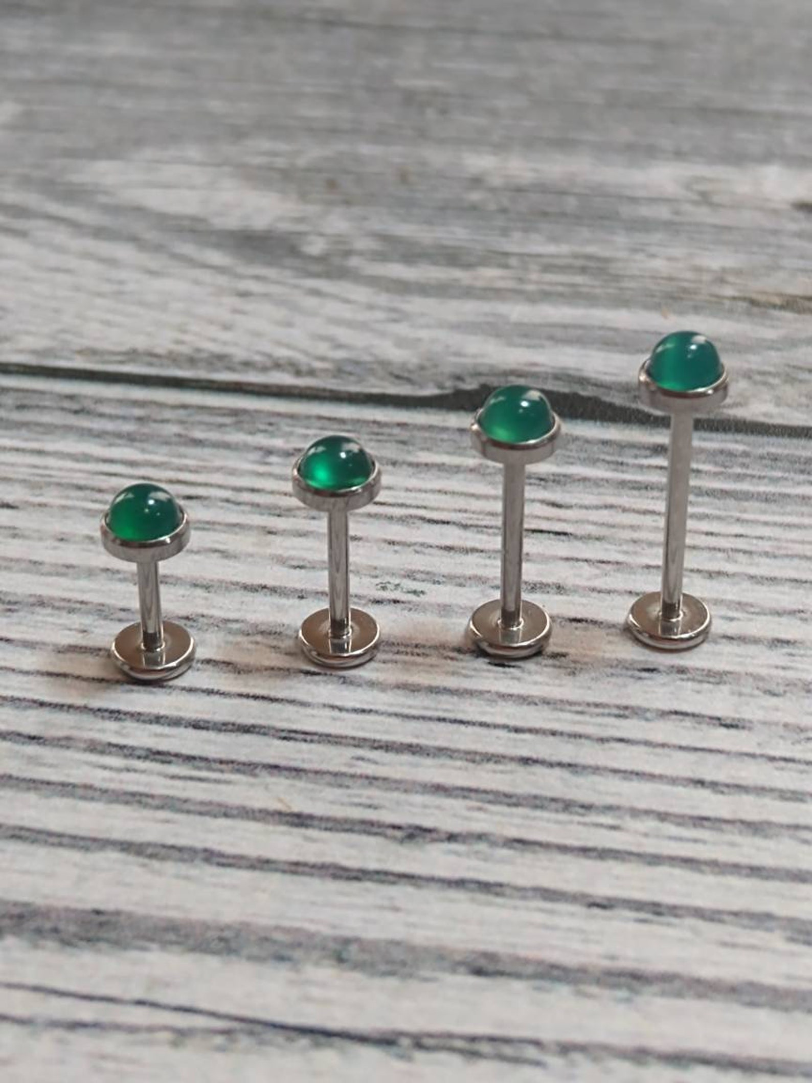 18 Gauge Green Onyx Labret Stud 3mm Polished 316l Steel | Etsy