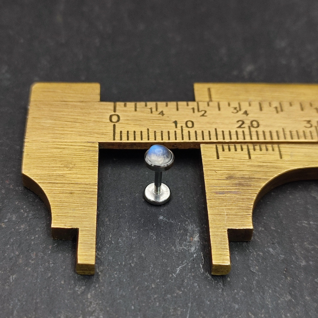 Moonstone Threadless Labret Stud - 18 Gauge Push Pin Stud - Surgical ...