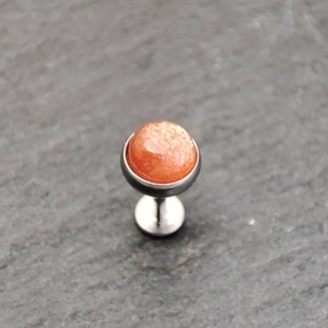 Sunstone Labret 5mm Gemstone 316L Steel Natural Crystal Internally ...