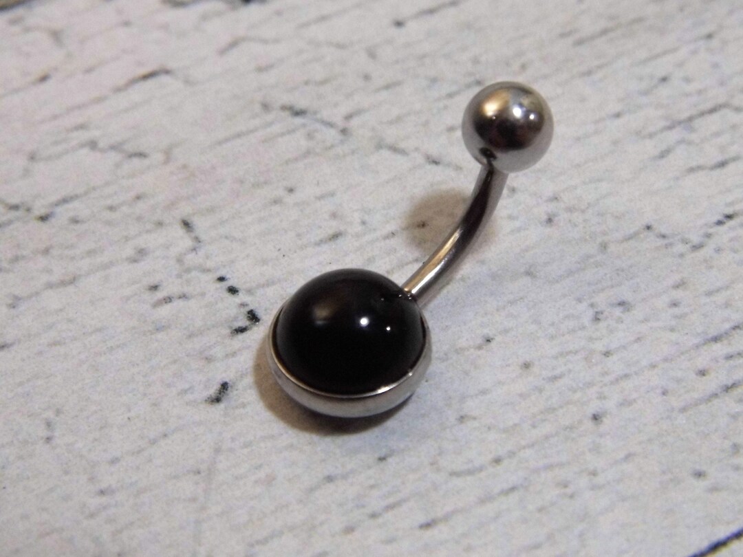 Black Onyx Belly Bar Belly Button Piercing Black Onyx - Etsy