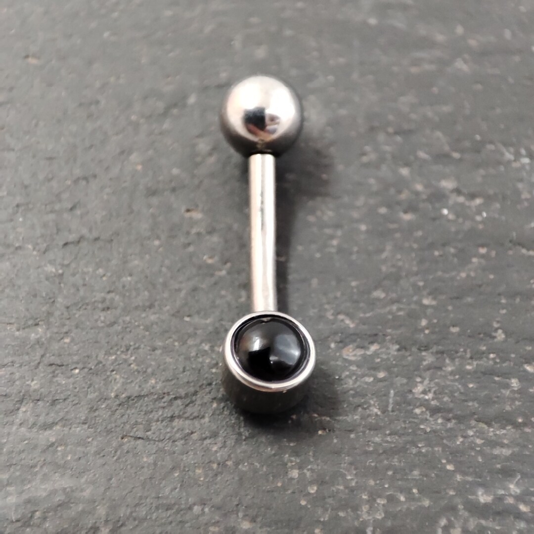 Black Onyx Curved Barbell - Titanium Barbell - Daith, Rook, Eyebrow ...