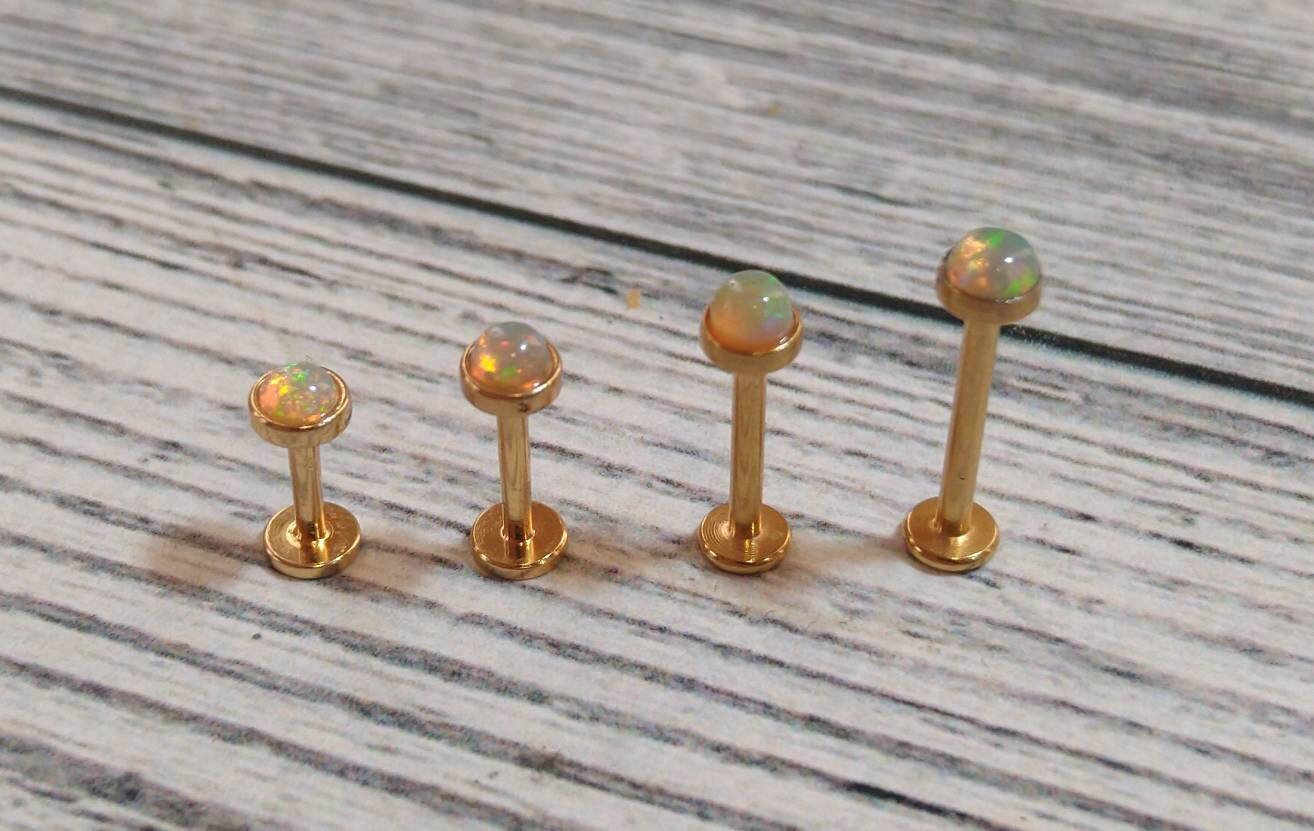Natural Ethiopian Opal Labret Stud 3mm Gold Titanium | Etsy