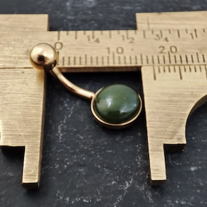 Jade Belly Bar - Gold 316l Steel - 4 Bar Lengths - 14 Gauge - Belly ...
