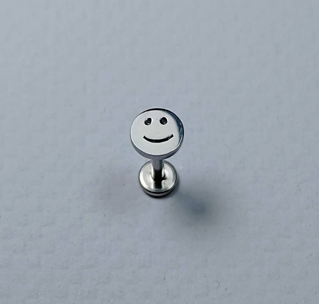 Smiley Face Labret Stud 5mm Face 6mm and 8mm Length - Etsy UK