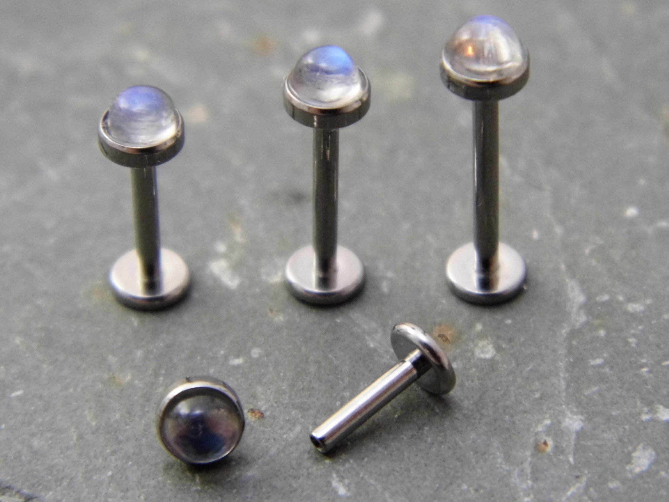 Rainbow Moonstone Labret Titanium 3mm Internally | Etsy
