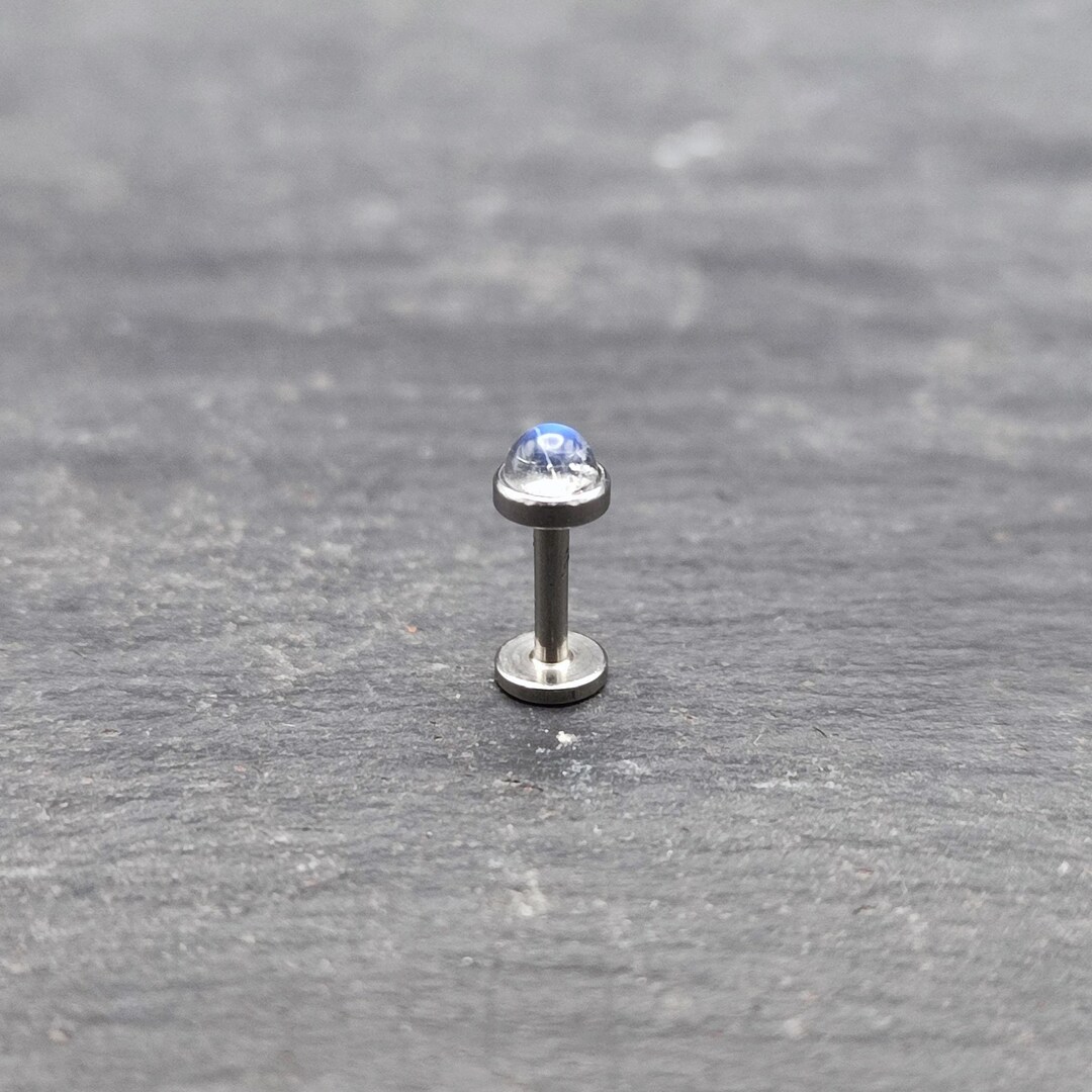 Rainbow Moonstone Labret - 316L Steel - Natural Crystal - Internally ...
