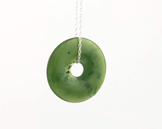 Canadian Jade PI Pendant, 25mm on Sterling Silver Chain - Etsy