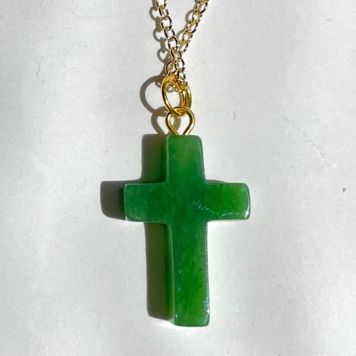 Small Jade Cross Canadian Nephrite Jade 21mm Gold Tone - Etsy