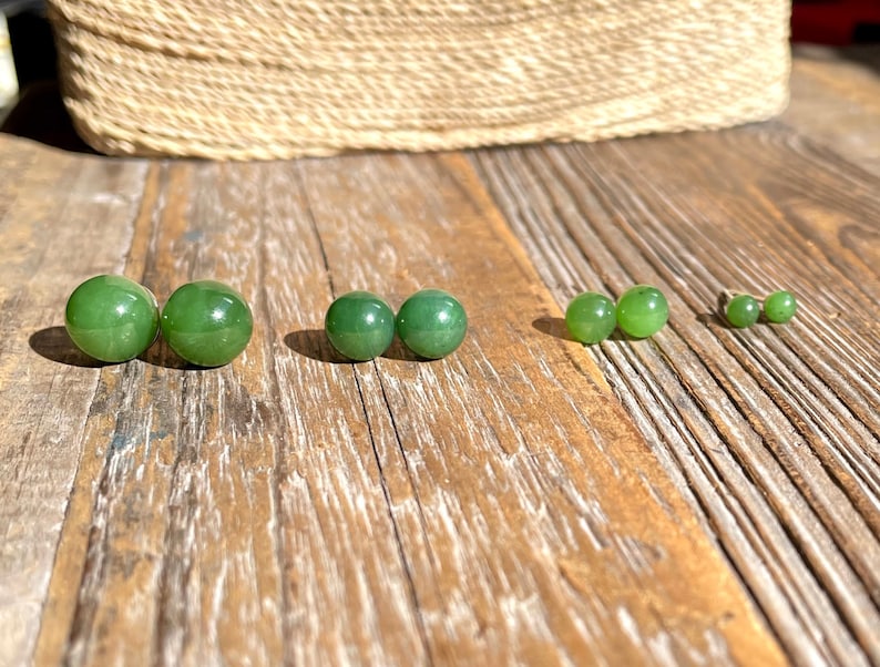 Round Jade Stud Earrings Canadian Nephrite Jade - Etsy