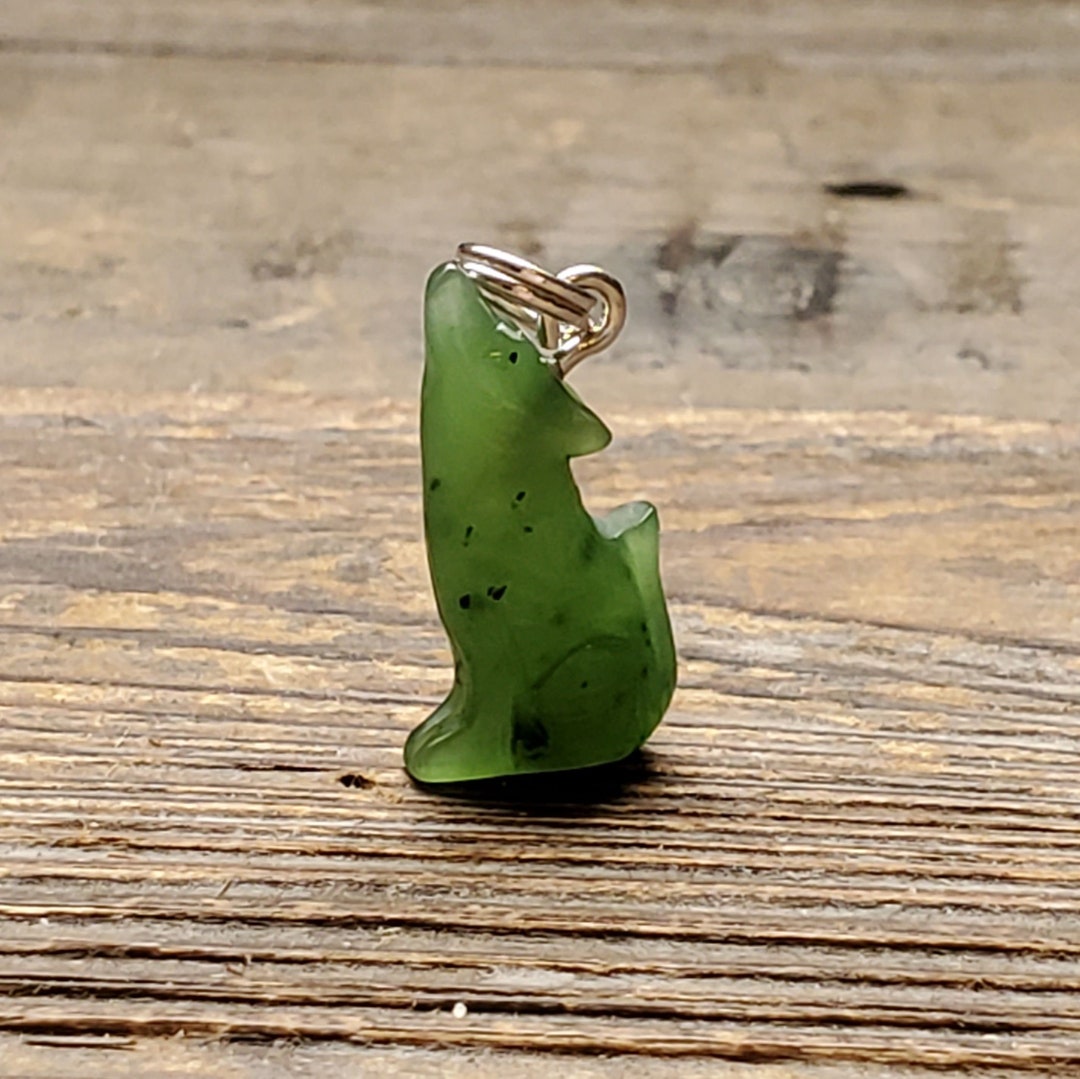 Jade Wolf Charm, 17mm Carved Out of Canadian Jade - Etsy