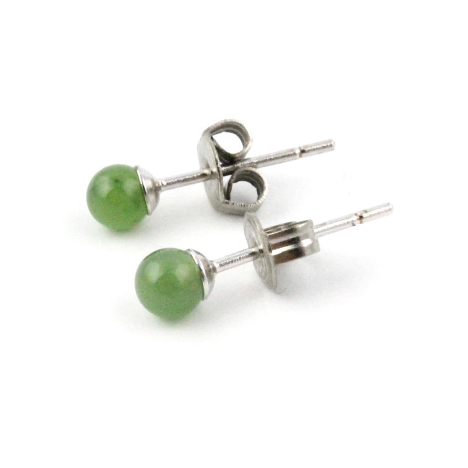 Round Jade Stud Earrings Canadian Nephrite Jade - Etsy