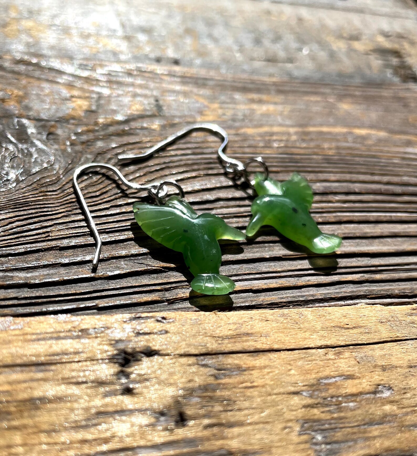 Jade Hummingbird Earrings Canadian Nephrite Jade on Sterling - Etsy